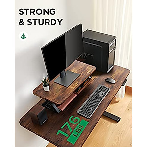 Totnz Memory Electric Height Adjustable Desk Sit Stand Up Computer Workstation for Home Office, 48inch, Rustic Brown