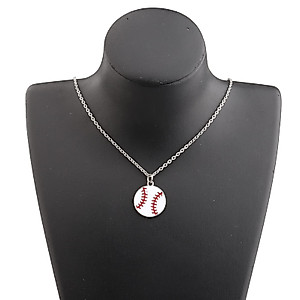 FUSTMW Baseball and Baseball Bat Cross Necklace Baseball Lovers Jewelry Gifts for Baseball Moms Baseball Player Gifts (silver)