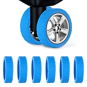 TOYMIS 8pcs Luggage Wheel Covers, Portable Suitcase Wheel Protector Covers Colorful Silicone Luggage Wheel Covers Luggage Spinner Wheel Covers for Most 8 Caster Luggage Accessories(blue)