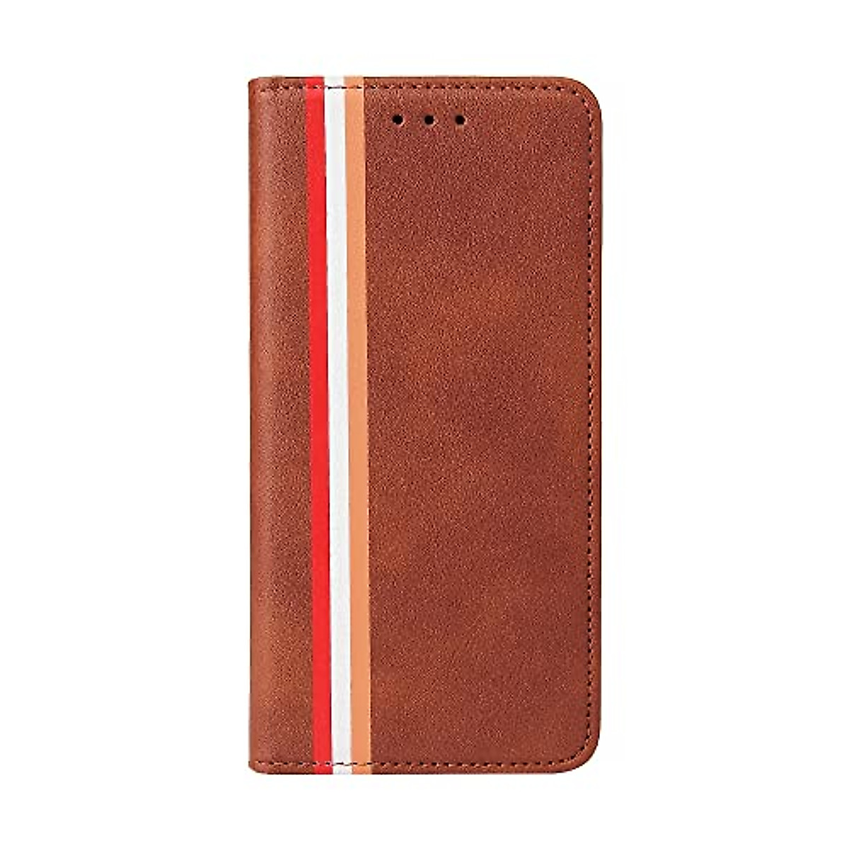 Fansipro Wallet Folio Case for Samsung Galaxy S9 Plus, Premium PU Leather Slim Fit Cover for Galaxy S9 Plus, 2 Card Slots, 1 Transparent Photo Frame Slot, 3 Color Bands, Brown