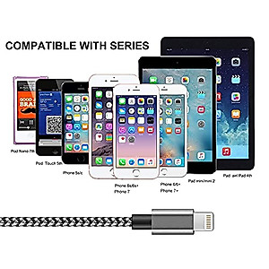 Short iPhone Charger Cable 4Pack,1FT Lightning to USB Braided Data Sync Fast Charger Cord Compatible with iPhone 12 Pro Max/12/11/11 Pro Max X XS Max 8 7 6S Plus Pad 2 3 4 Mini, Pad Pro Air(Black)