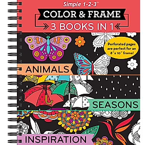 Color & Frame - 3 Books in 1 - Animals, Seasons, Inspiration (Adult Coloring Book)