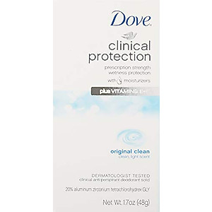Dove Clinical Protection Antiperspirant/Deodorant, Original Clean, Stick, 1.7 Ounce (Pack of 2)