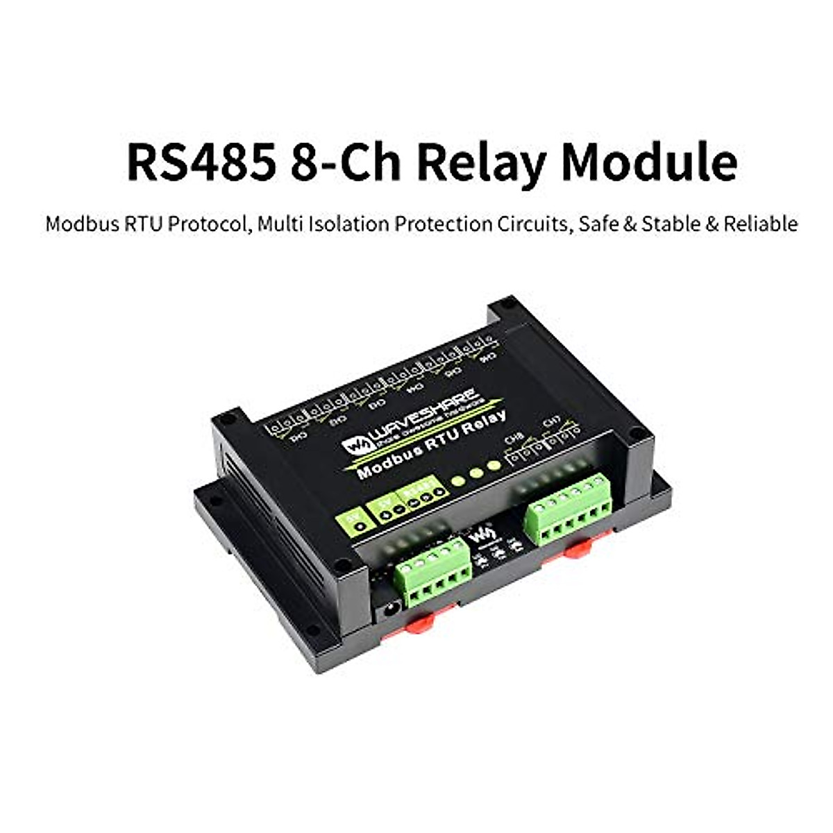 Waveshare Industrial Modbus RTU 8-ch Relay Module with RS485 Interface Multi Isolation Protection Circuits Comes with an ABS Enclosure