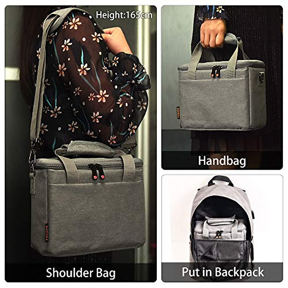 FOSOTO Camera Bag Case with Waterproof Rain Cover Compatible for Nikon D3500 D5600 D7500 D610 Canon EOS 4000D 2000D SL3 T7 M50 M6 SX530 Fujifilm X-T20,Grey