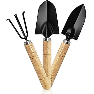 Hand Shovel for Gardening Trowel Garden Tool - 3Pcs Gardening Set of Tools Small Garden Rake Ergonomic Garden Hand Tools Wood Handle Gardening Tool 3 Piece - Gardening Tools Heavy Duty Garden Tool Set
