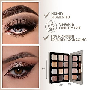 Lamora Nude Neutral Eyeshadow Palette - 12 Natural Highly Pigmented Shimmer & Matte Shades - Travel Size Makeup Palette with Mirror