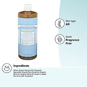 Dr. Bronner's 32 Ounce Pure Castile Soap - Liquid44; Unscented44; Baby Mild