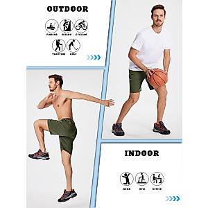 TACVASEN Mens Running Shorts Stretch Drawstring Quick Dry Shorts Workout Gym Summer Shorts with Zipper Pockets Green,33