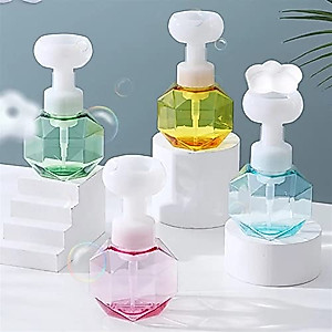 Soap Pump Dispenser 300ml Soap Dispenser Empty Plastic Bottle Flower Liquid Soap Dispenser Soap Foam Flower Shower Gel Foam Pump Bottle for Bathroom Kitchen Bottles Dispenser (Color : Transparent)
