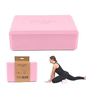 Myga High Density, Soft Cork Yoga Block (Dusty Pink) - Lightweight, Non-Slip, Portable and Odor Resistant Stretching Blocks for Splits
