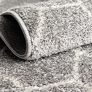 Unique Loom Trellis Frieze Collection Area Rug - Geometric (3' Square, Light Gray/ Ivory)