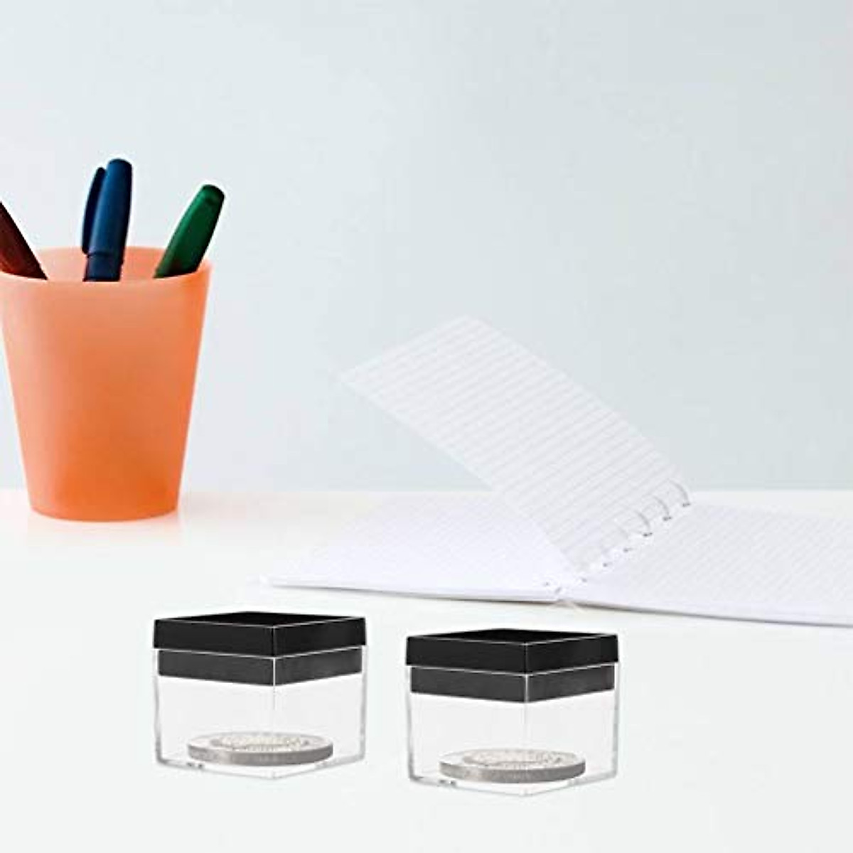 Baluue 20pcs Square Transparent Plastic Box Natural Rough Mineral Specimen Display Case Holder Jewelry Storage Container for Home Office Countertop