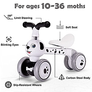 XIAPIA Baby Balance Bike for 1 Year Old Boy Girl First Birthday Gift, 10-36 Months Toddler Balance Bike, No Pedal 4 Wheels Ride-on Toys Indoor Outdoor, 1st Birthday Thanksgiving