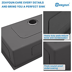 Zeayoun 33 Inch Kitchen Sinks Undermount - 33 x 19 Stainless Steel Single Bowl Undermount Kitchen Sink Deep Rectangular Large Under Counter Sink with Rounded Corner, 33 x 19 x 9 Inch