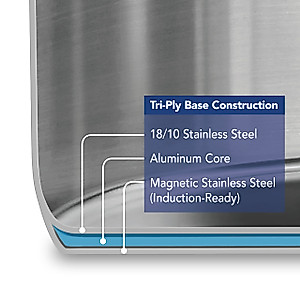 Tramontina Covered Dutch Oven Stainless Steel Tri-Ply Base 5 Quart, 80101/010DS