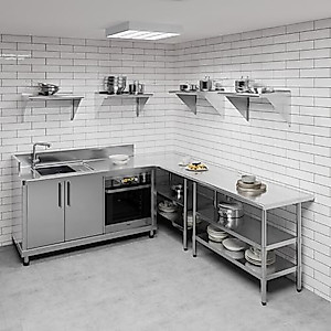 AmGood 24" Long X 16" Deep Stainless Steel Wall Shelf | NSF Certified | Appliance & Equipment Metal Shelving | Kitchen, Restaurant, Garage, Laundry, Utility Room