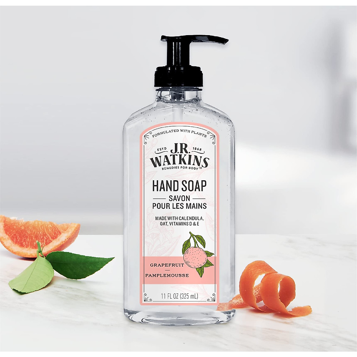 J.R. Watkins Gel Hand Soap For Bathroom or Kitchen, Scented, USA Made And Cruelty Free, 11 Fl Oz, Grapefruit, 3 Pack