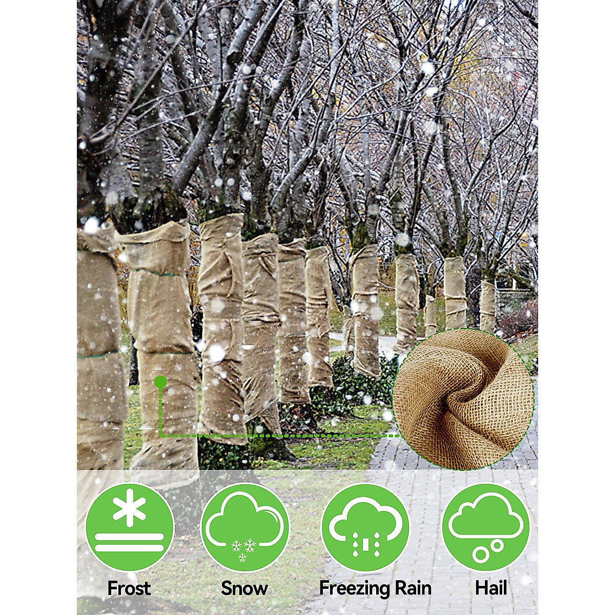 ANPHSIN 30ftx40in Natrual Burlap Plant Covers Freeze Protection, Winter Frost Plant Blankets, Frost Cloth for Outdoor Bushes Trees Potted Plants Cold Weather