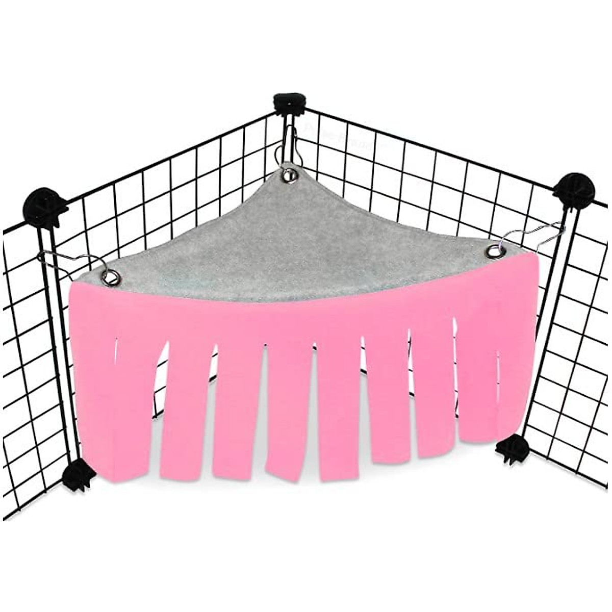 NA YOHOU Small Animals Corner Hideout Forest Hidey Curtain Cage Accessories for Guinea Pig Rabbit Chinchilla Hedgehog Hamster (Grey Pink)