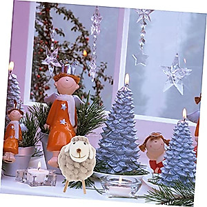 VOSAREA Little Sheep Ornament Office Desk Decor Christmas Tree Ornaments Christmas Ornament Xmas Table Centerpiece Desk Christmas Decor Stand Lamb Plush Wool Felt Sheep Doll Christmas