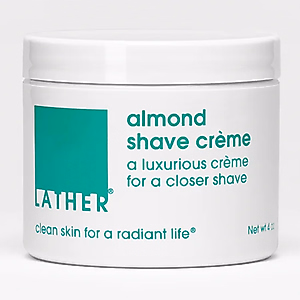 LATHER Almond Shaving Cream for Sensitive Skin - Non-Foaming Shaving Cream for Women & Men - Gentle & Vegan Shave Butter for a Close & Smooth Shave - Suitable for Sensitive Skin - 4 Oz