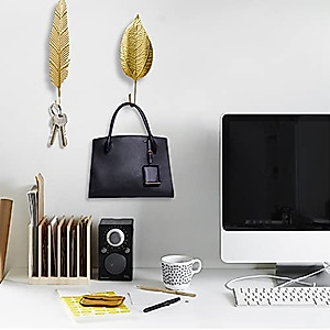 oAutoSjy 7pcs Metal Wall Hook, Gold Leaf Shaped Wall Hook Decorative Wall Mounted Hook, Hanging Key Hat Scarf Purse Towel Holder, Wrought Iron Hook for Hallways Living Room Bathroom kitchen Home Decor