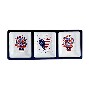 Certified International Stars & Stripes Melamine Hostess/Serving Set, Multicolor, Large, 3 Piece