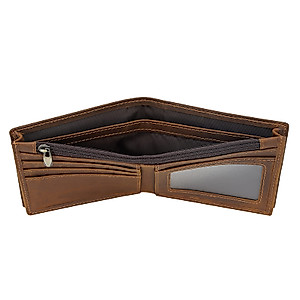 Polare Cowhide Genuine Natural Crazy Horse Leather RFID Blocking Bifold Wallet For Men