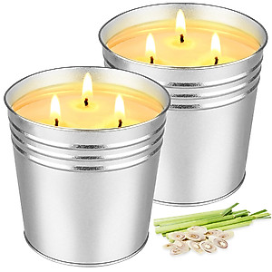 2 Pack Citronella Candles, 3 Wicks 17oz Citronella Candle Outdoor for Home Patio, 160h Long Lasting, Garden Balcony Camping BBQ, Decorative Travel Tin, Natural Soy Wax Jar Candles