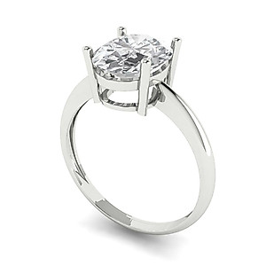Clara Pucci 2.5ct Oval Cut Solitaire Genuine Moissanite Wedding Bridal Designer Anniversary Engagement Ring in 14k White Gold for Women