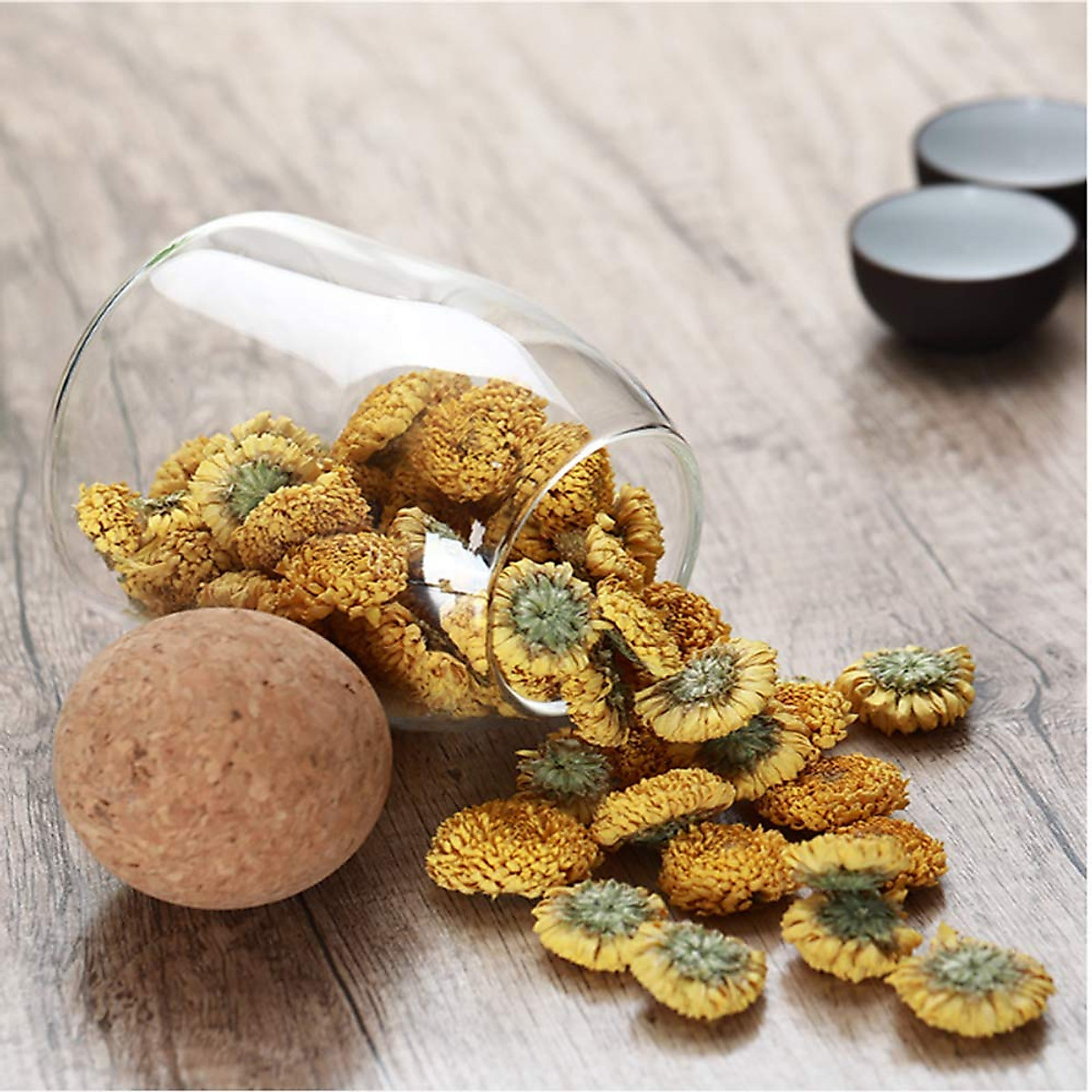 Piscepio Glass Jar with Wood Lid Ball Jar Small Food Storage Container Clear Candy Jars Canister Sugar Coffee Tea Beans Spice Salt Storage 2 PSC 500 ML