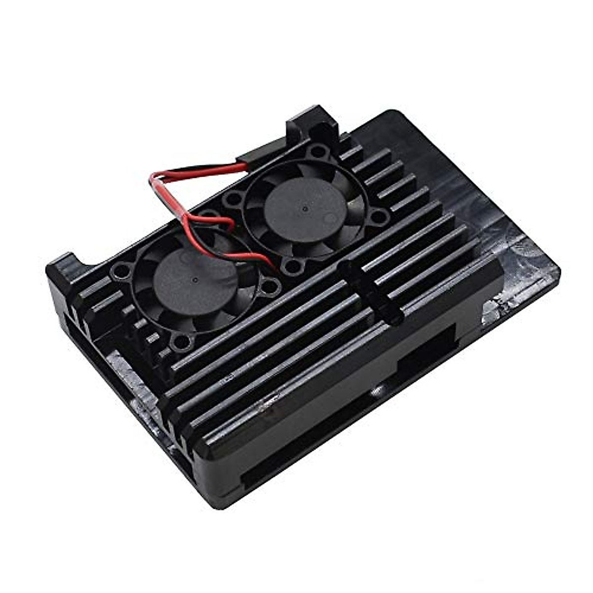 Treedix Metal Aluminium Alloy Armor Case Pi 4 Case, with Dual Cooling Fan Heatsink Compatible with Raspberry Pi 4 Model/Pi 4B (Black)