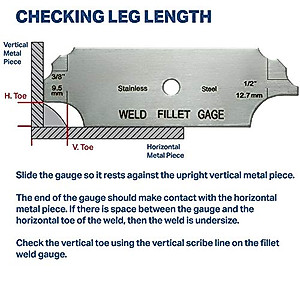 OMEX 7 Piece Fillet Welding Inspection Gauge Set INCLUDES Leather Case - (1/8" - 1") Ulnar Metric & Inch - Perfect for checking Leg Length and Throat Thickness for Professional Welders