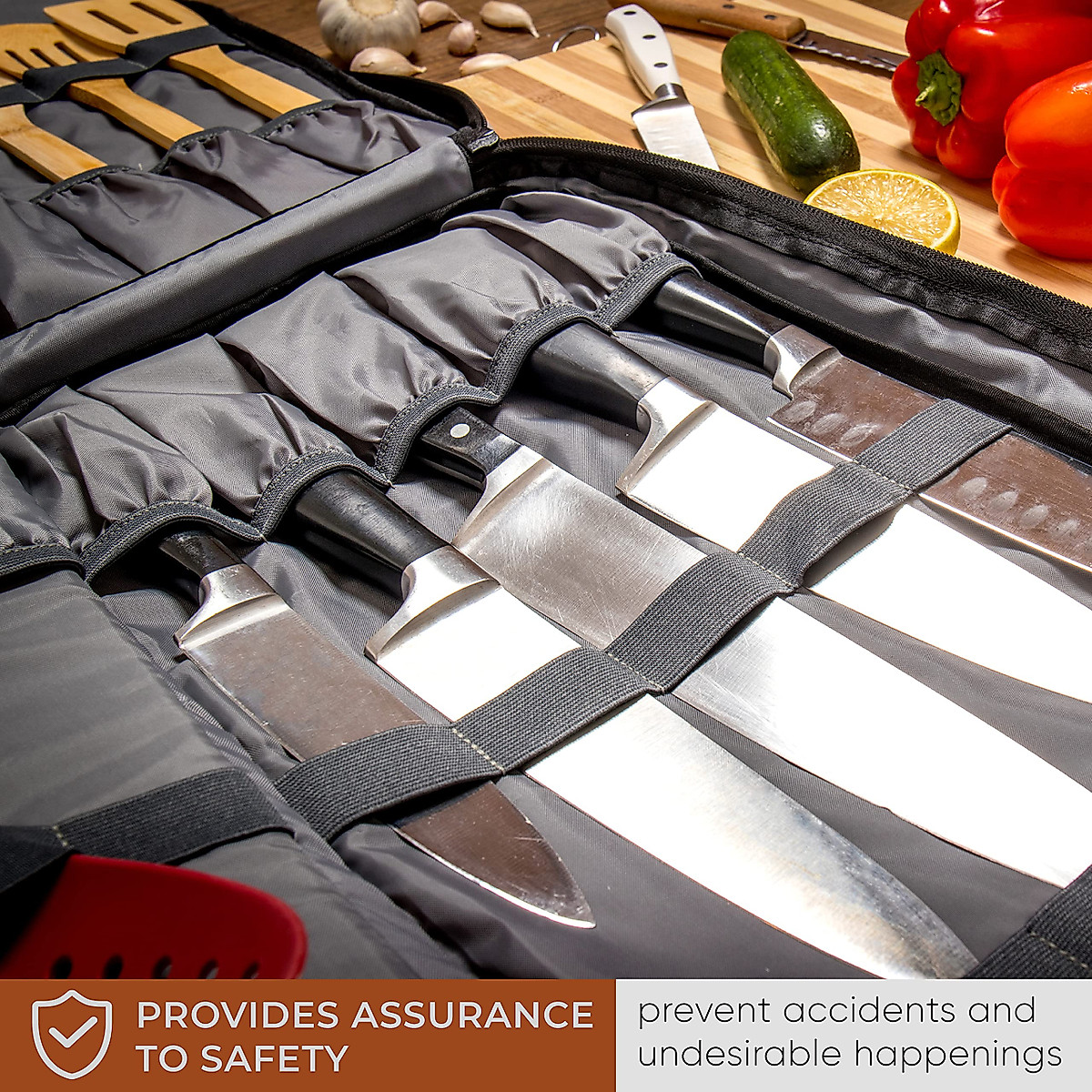 BOOBIKCHEF Knife Bag and Chef Backpack for Knives , Kitchen Tools, Durable Culinary Knife Backpack with 23 Padded Pockets, Knife Backpack and Waterproof Chef Bag, Knife Bags for Chefs in Grey (Fine)