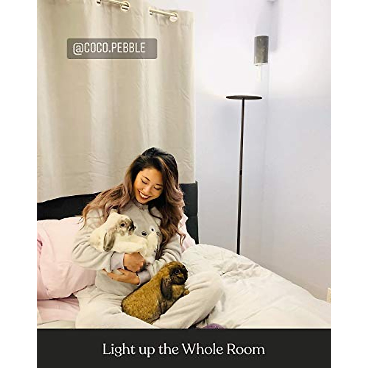 Brightech Sky LED Floor lamp, Torchiere Super Bright Floor Lamp for Living Rooms & Offices - Dimmable, Tall Standing Lamp for Bedroom Reading - Black Chrome