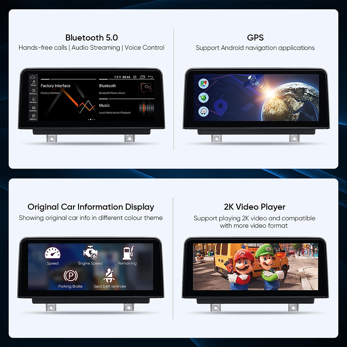 For BMW X5 E70 X6 E71 2011 2012 2013 CIC Upgrade Stereo Car Radio Qualcomm 665 (4GB + 64GB) Built-in 4G LTE Module GPS Navigation Wireless Apple CarPlay Android Auto 10.25 inch 1920 x 720 Touch Screen