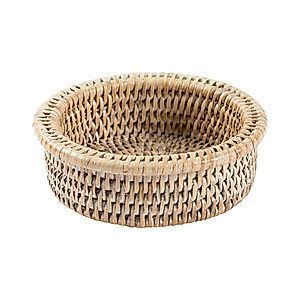Caspari Rattan Wine Bottle Coaster in White Natural