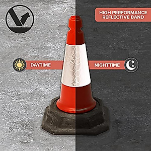 Street Solutions 6 Pack Traffic Safety Cones 18'' inches with Reflective Collars, Unbreakable PVC Orange Construction Cone for Traffic Control, Driveway Road Parking (Orange)