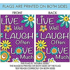 Toland Home Garden 119795 Live Laugh Love 12.5 x 18 Inch Decorative, Garden Flag (12.5" x 18"), Multicolored