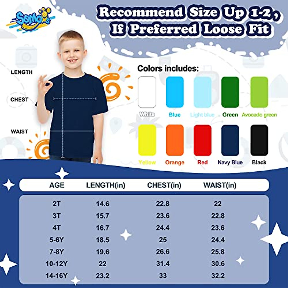 Boys Rash Guard Short Sleeve, Navy Blue UPF 50+ Sun Protection Rashguard Slim Fit Swim Shirt Fishing Surf Quick Dry Cool Beach Clothes for Toddler Youth Kids Size 7-8 Years