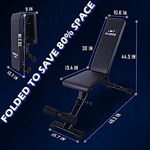 FLYBIRD Weight Bench, Adjustable Strength Training Bench for Full Body Workout with Fast Folding-New Version
