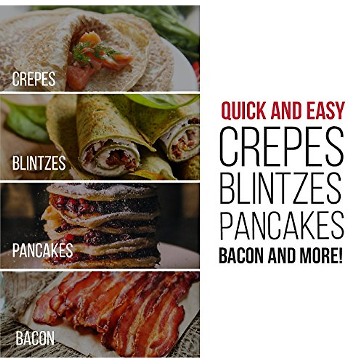 CHEFMAN Electric Crepe Maker: Precise Temp Control, 12" Non-Stick Griddle, Perfect for Crepes, Tortillas, Blintzes, Pancakes, Waffles, Eggs, Bacon, Batter Spreader & Spatula Included, Black