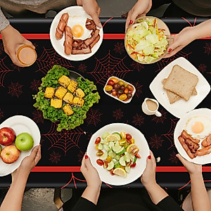 QICI 3PCS Black Spider Birthday Party Tablecloth 51.2 x 86.6 inch, Plastic Tablecloth Spider Party Table Cover for Kids Birthday Party Supplies Decorations