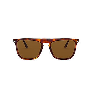 Persol PO3225S Rectangular Sunglasses, Havana/Brown Polarized, 56 mm