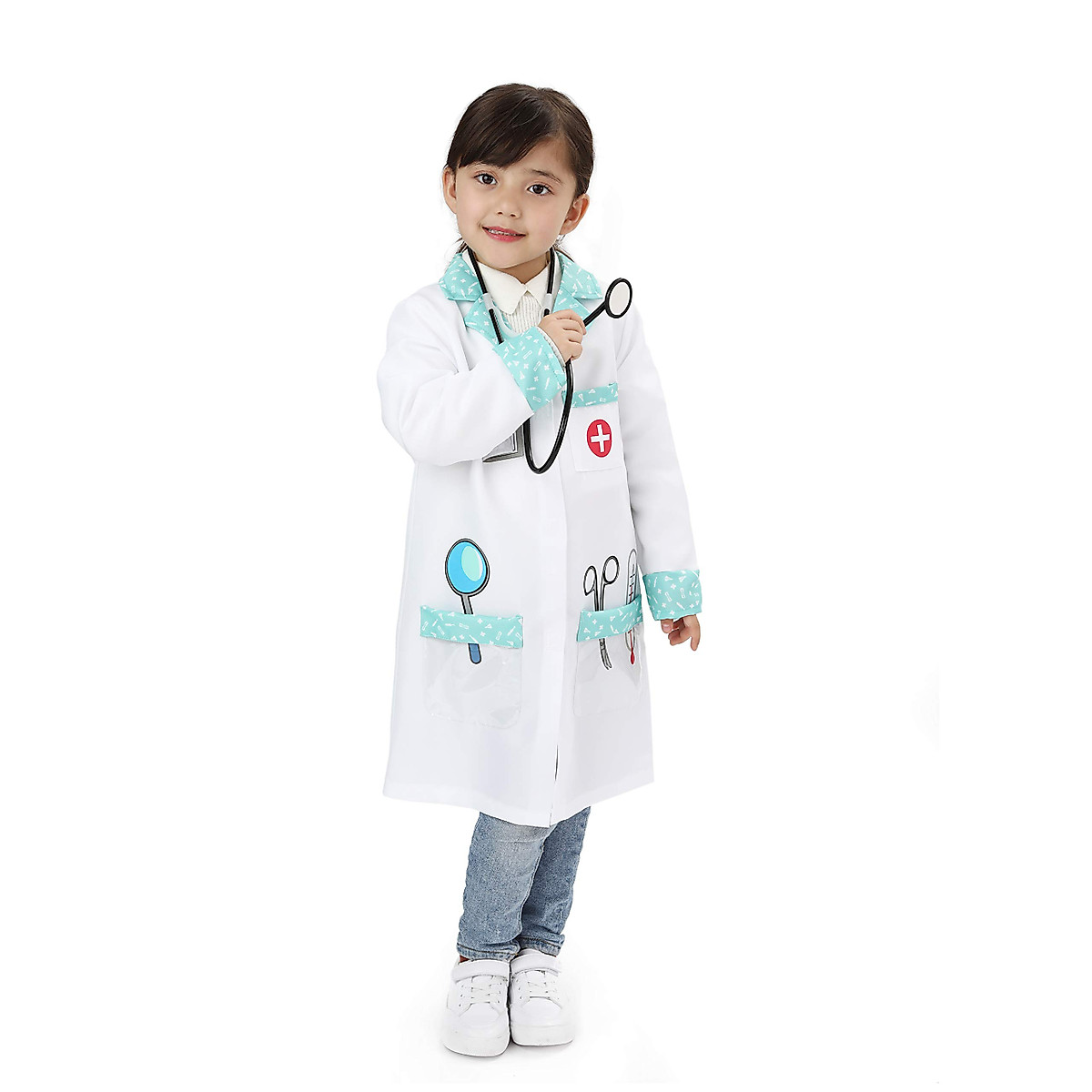 Wizland Child Doctor Role Play Costumes,Doctor Dress Up Play Set Kits for Kids XS 3-5