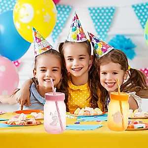 LLE Happy Easter Plastic Pint Jar Tumbler with Lids & Straw, 16oz Pastel Reusable Cups for Kids Adults Drinking Cup Water Juice Bottle Spring Summer Home Indoor Outdoor Use and Gifts Set of 3