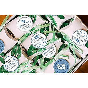 80 Pieces Cute Blue Feet Thank You Stickers, Baby Shower Birthday Party Decorate Boy Footprint Party Gift Wrap Bag Label Decorations, 4 Design Stickers