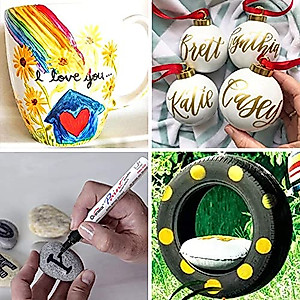 Paint Pens Paint Markers - White Permanent Markers 8 Pack, Oil Based Waterproof Quick Dry Medium Tip Marker Pen for Metal, Wood, Fabric, Plastic, Rock, Stone, Mugs, Canvas, Glass, Art Craft