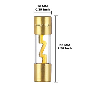 Carviya in-line AGU Fuse Holder for 4-10 Gauge AWG Wire / 6 Gauge & 8 Gauge/with Two 100A AGU Fuses for Car Audio/Alarm/Amplifier/Compressors/Auto Parts/Automotive/Marine/Industrial (100Amp, 1 Pack)